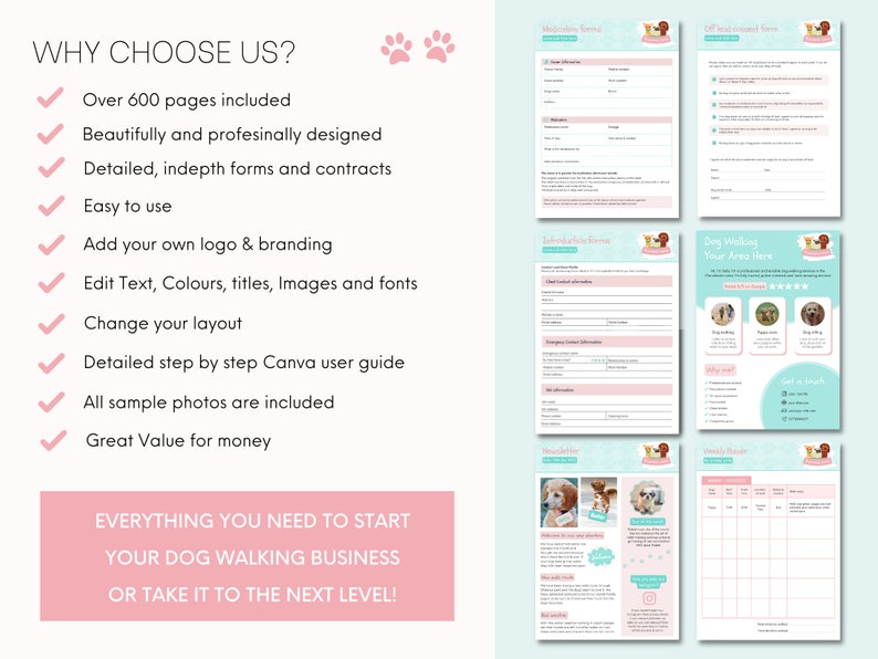 MEGA Dog Walking Business Forms Bundle Dog Walker Business - Etsy
