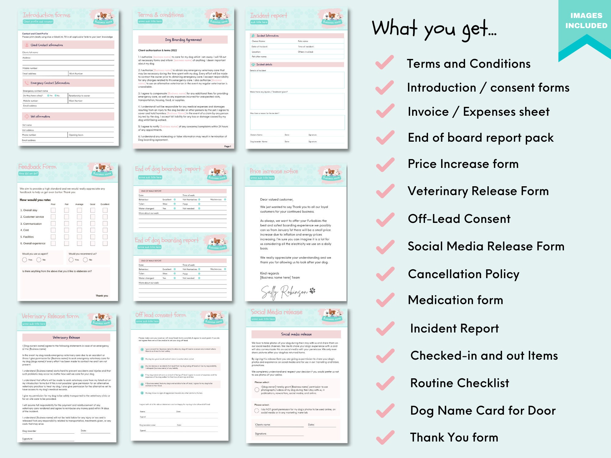 Dog Boarding Business Forms Bundle Dog Boarding Forms Dog - Etsy UK