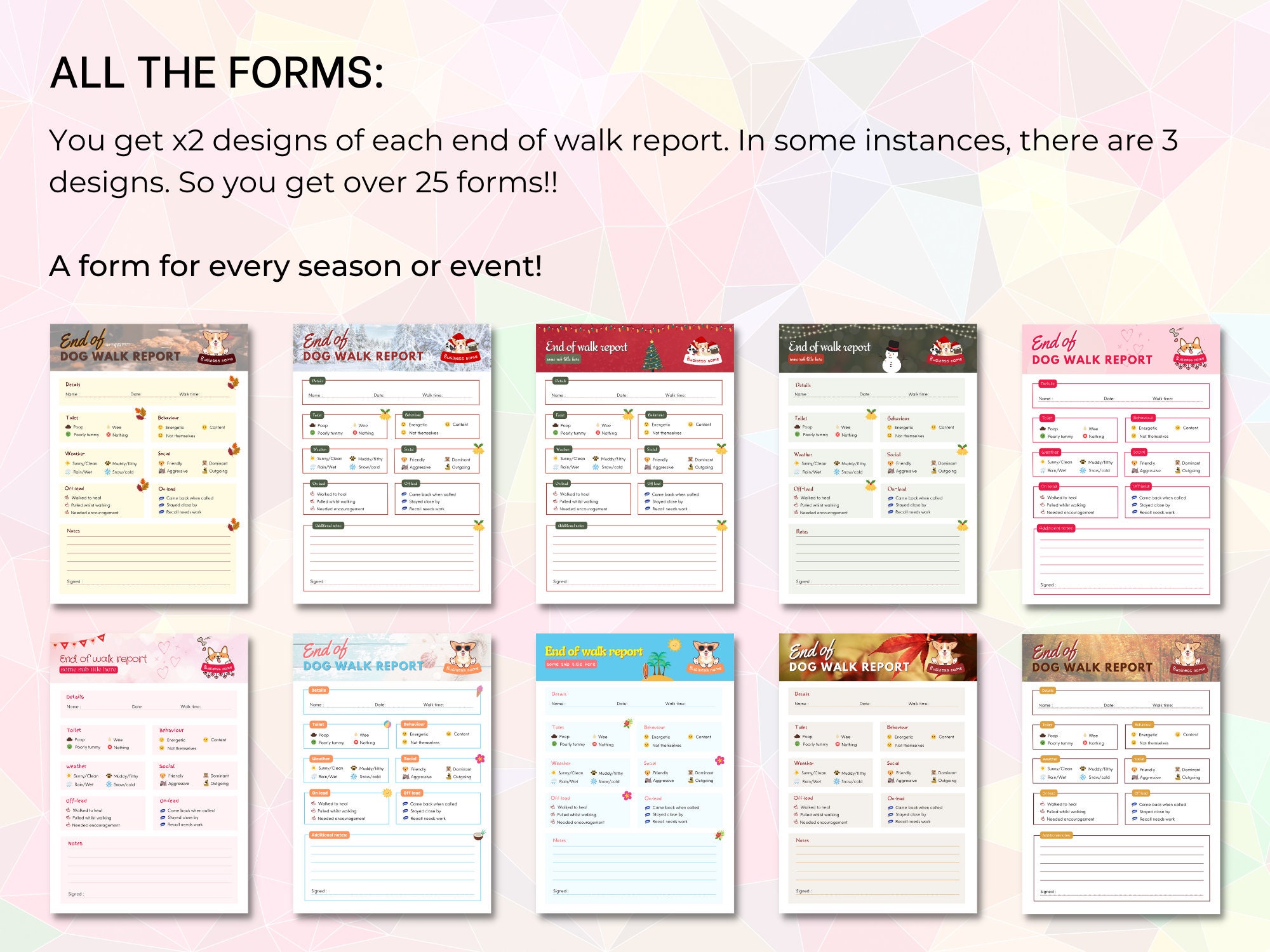 Dog Walking Report Card | Electronic Report Card | Dog Walker Forms ...