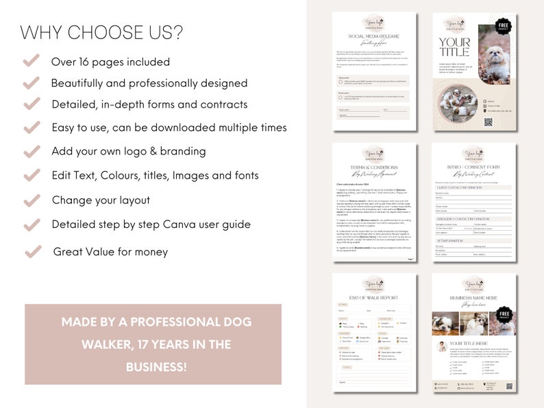 Dog Walking Agreement/contract Template, Dog Walking Form, Dog Walking ...