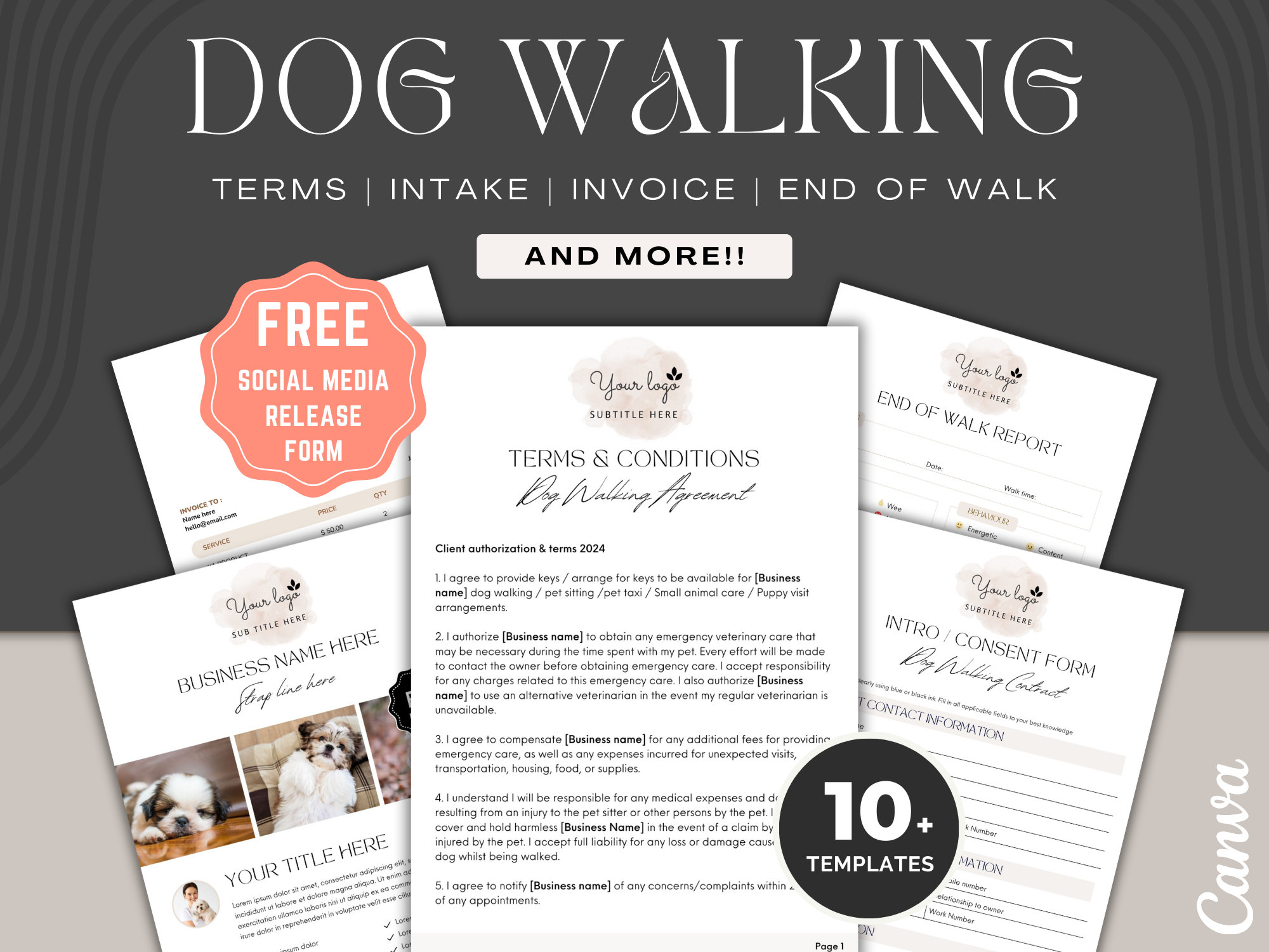Dog Walking Agreement/contract Template, Dog Walking Form, Dog Walking ...
