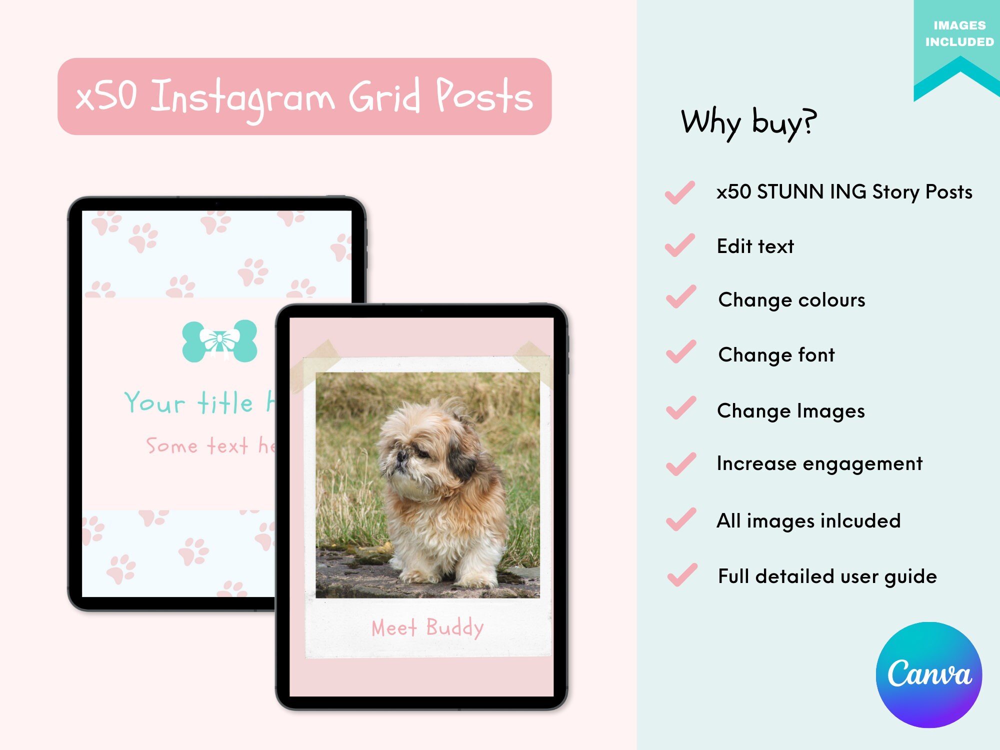 100 Dog Walking Instagram Template | Dog Walking Social Media ...