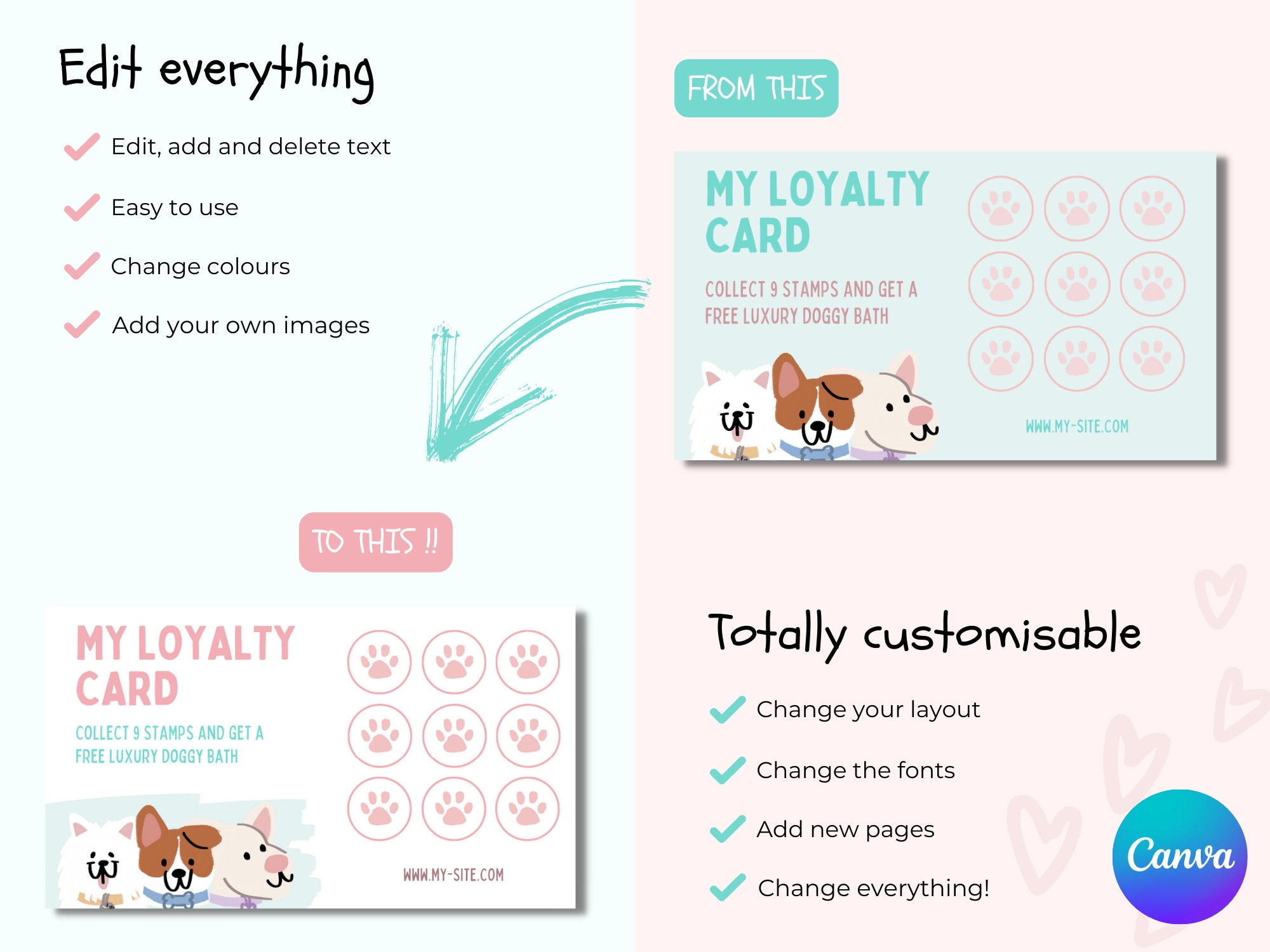 Dog Grooming Loyalty Cards | Dog Grooming Business | Printable Business ...