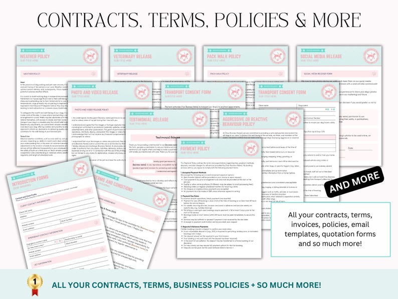 ULTIMATE Dog Walking & Pet Sitting Forms Bundle | Dog Walking Forms ...