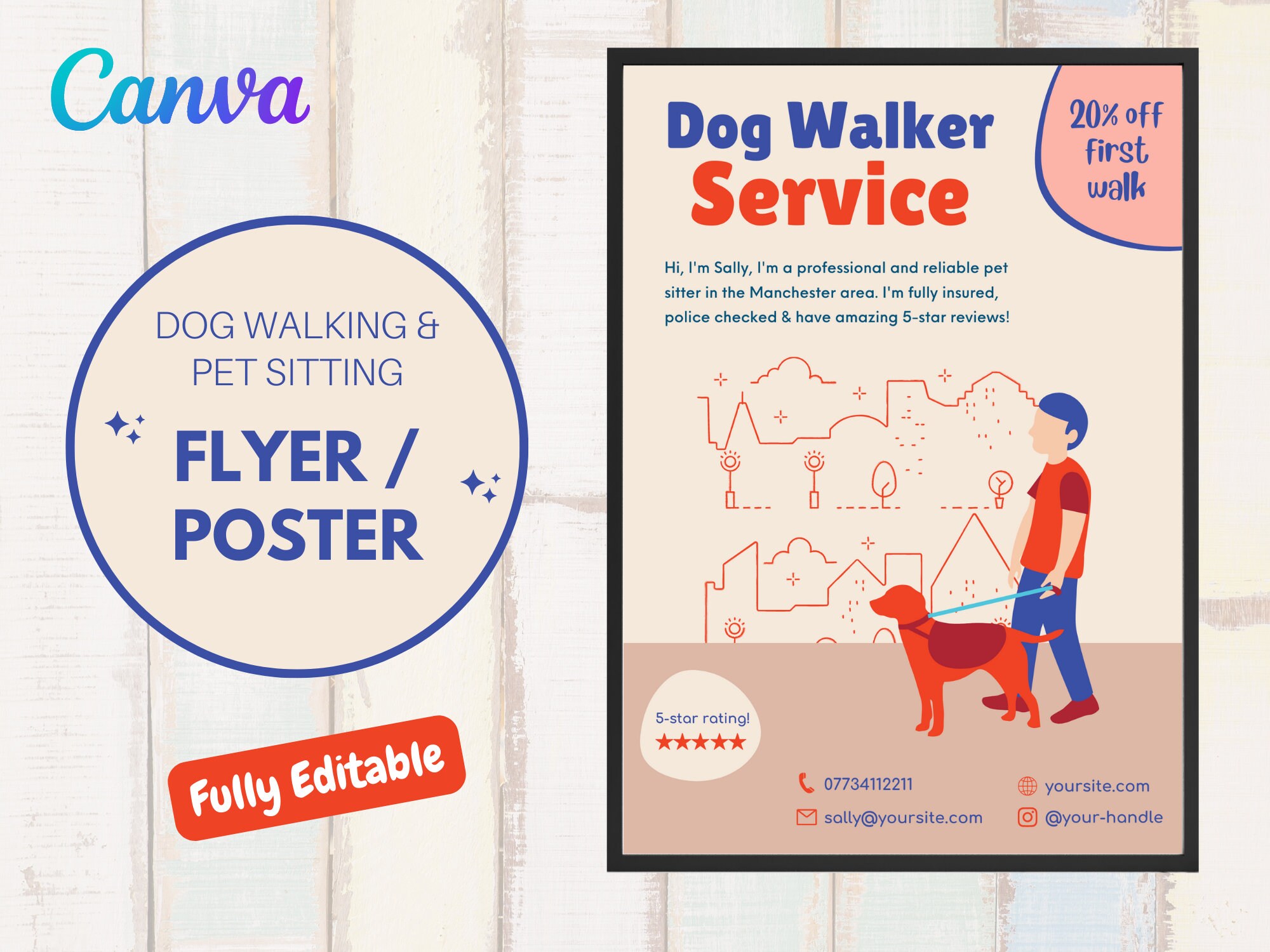Dog Walking Flyer Poster Leaflet Pet Sitting Flyer Poster - Etsy