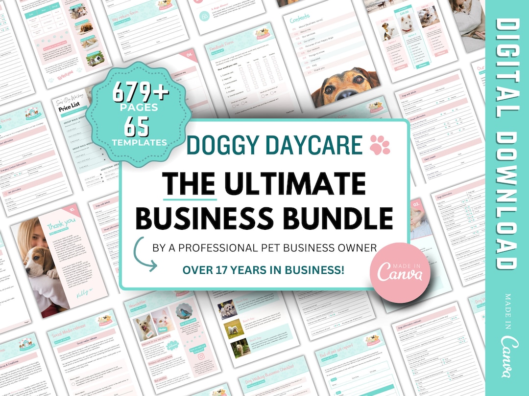 Doggy Daycare Template Forms Bundle, Editable Pet Service Contract ...