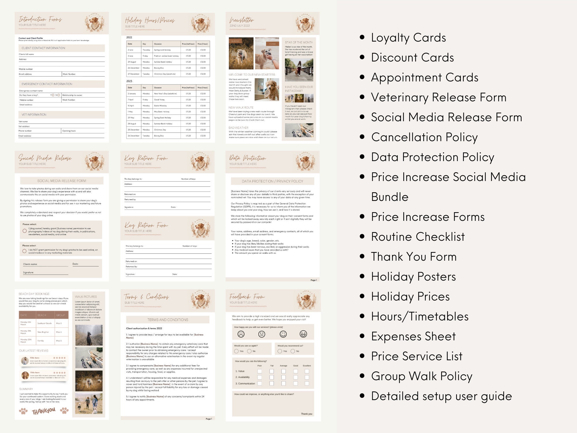 The ULTIMATE Dog Walking Business Forms Bundle Includes Dog Walking ...