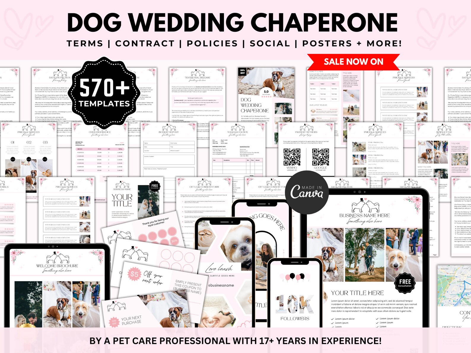 Dog Wedding Chaperone Business Form Templates, Editable Service ...