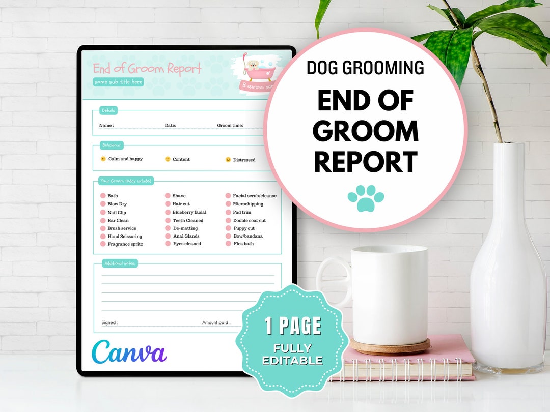 Dog Grooming Report Card | Dog Spa Forms | Dog Grooming Forms | Dog ...