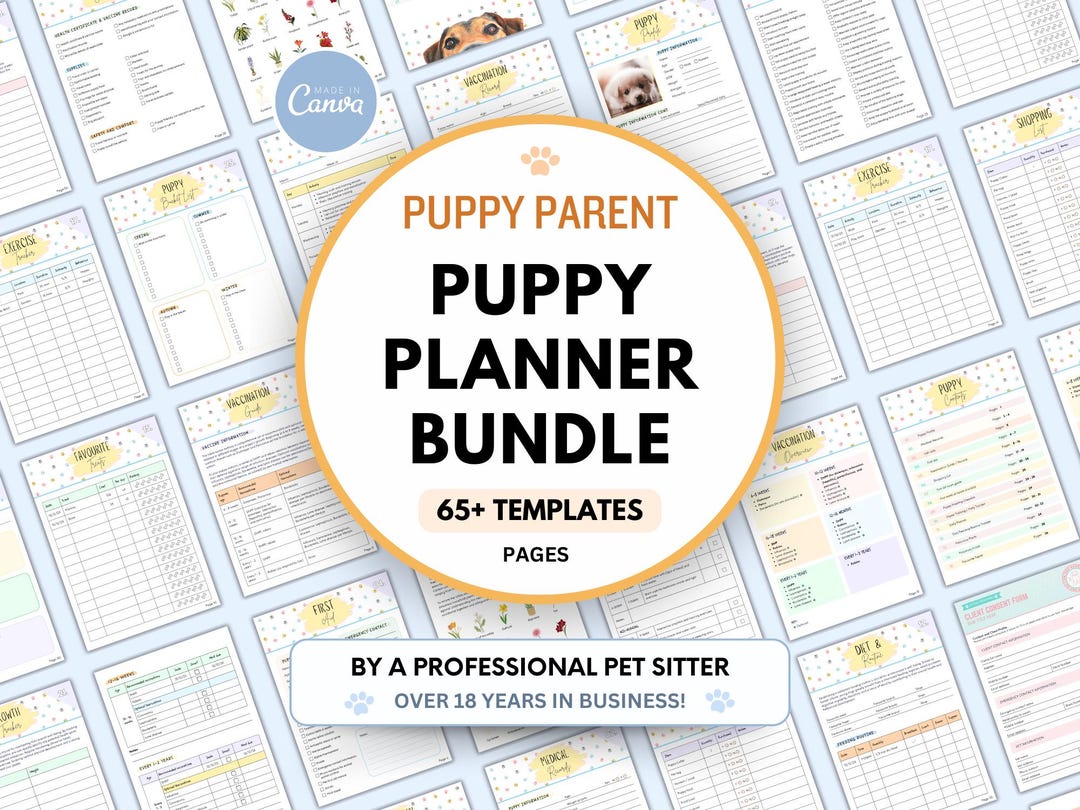 Puppy Planner Pet Checklist Puppy Guide Printable Potty Worksheet Puppy ...