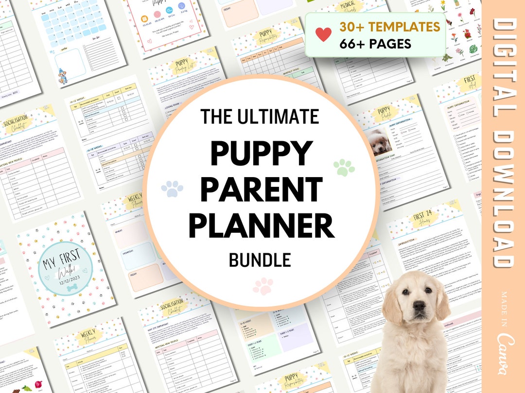 Puppy Planner Pet Checklist Puppy Guide Printable Potty Worksheet Puppy ...