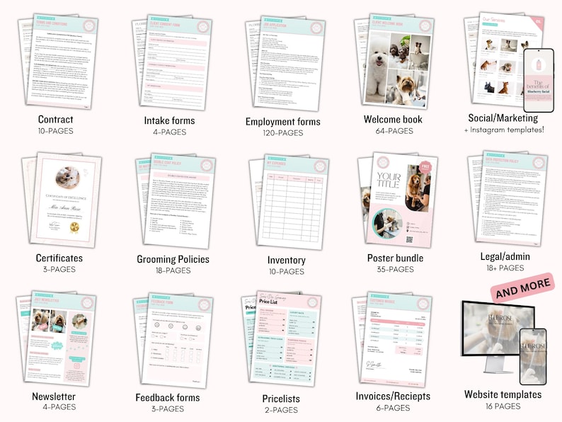 Dog Grooming Business Forms, Printable Flyer, Editable Instagram ...