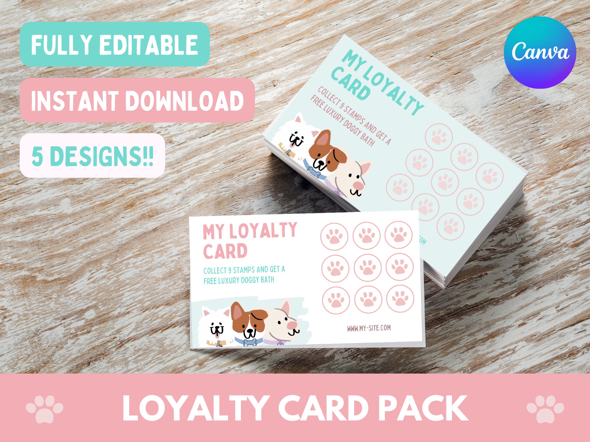 Dog Grooming Loyalty Cards Dog Grooming Business Printable - Etsy