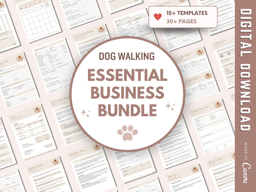 ESSENTIAL Dog Walking Business Forms Bundle, Dog Walking Contract, Dog ...