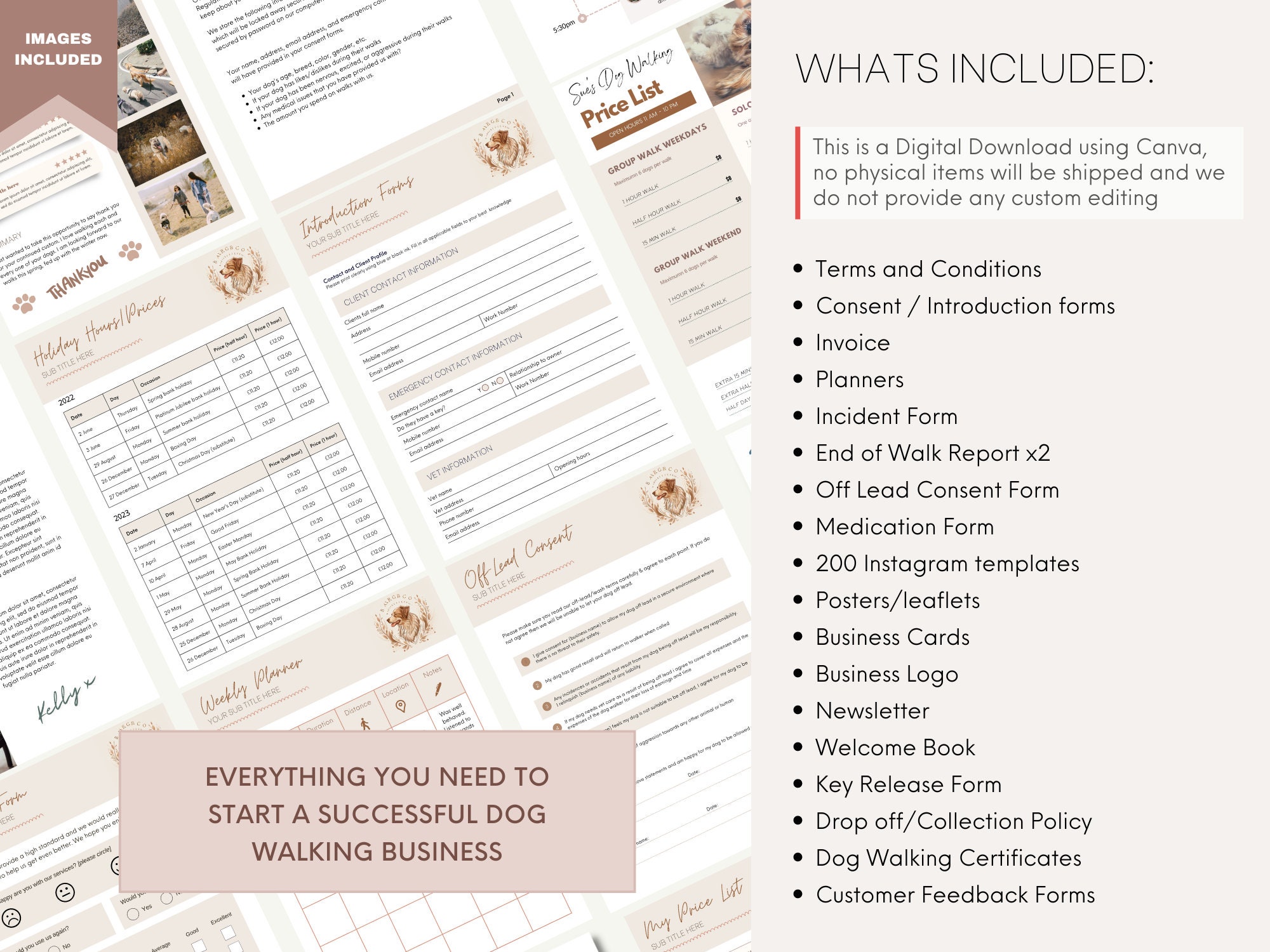 The ULTIMATE Dog Walking Business Forms Bundle Includes Dog Walking ...