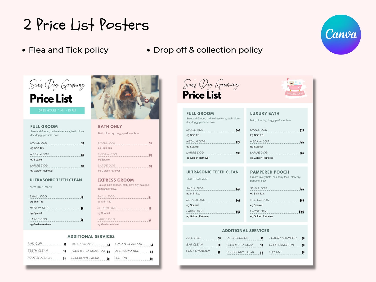 Dog Grooming Price List | Dog Grooming Salon Price List | Dog Grooming ...