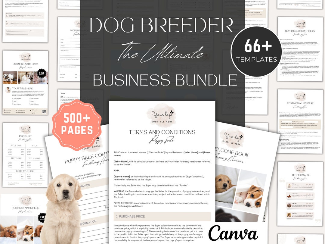 Dog Breeder Forms, Breeder Bundle, Breeder Forms, Puppy Sale Contract ...