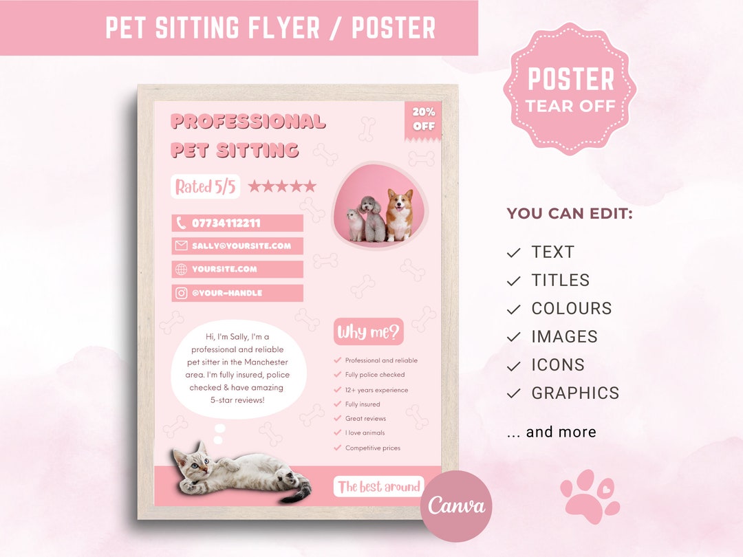 Dog Walking Flyer Poster Leaflet, Pet Sitting Flyer Poster Leaflet, Pet ...