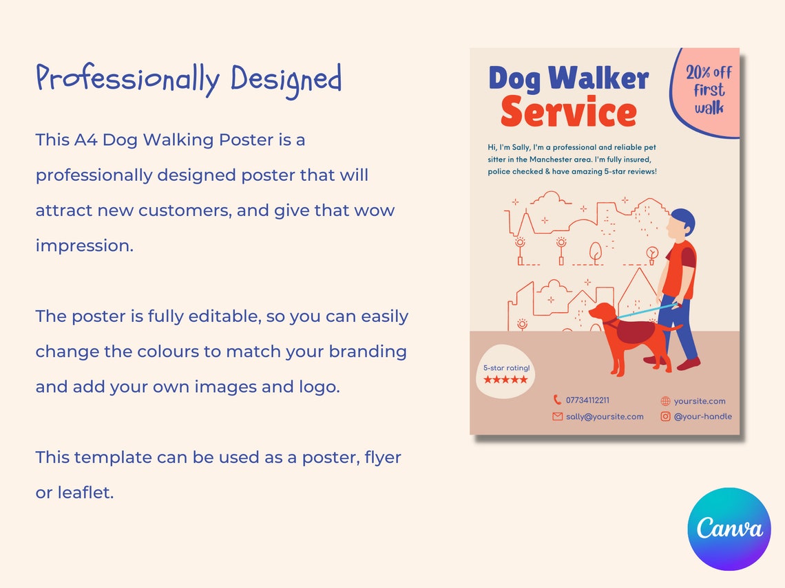 Dog Walking Flyer Poster Leaflet Pet Sitting Flyer Poster - Etsy