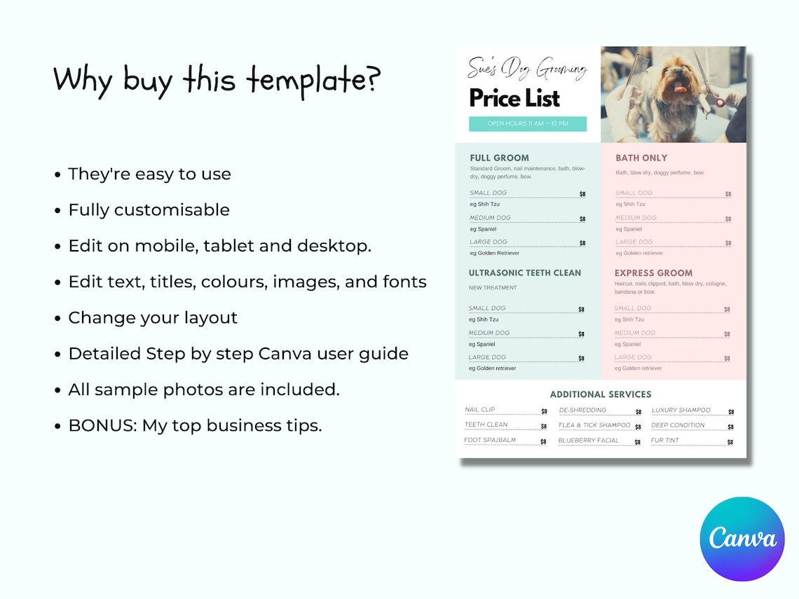 Dog Grooming Price List | Dog Grooming Salon Price List | Dog Grooming ...