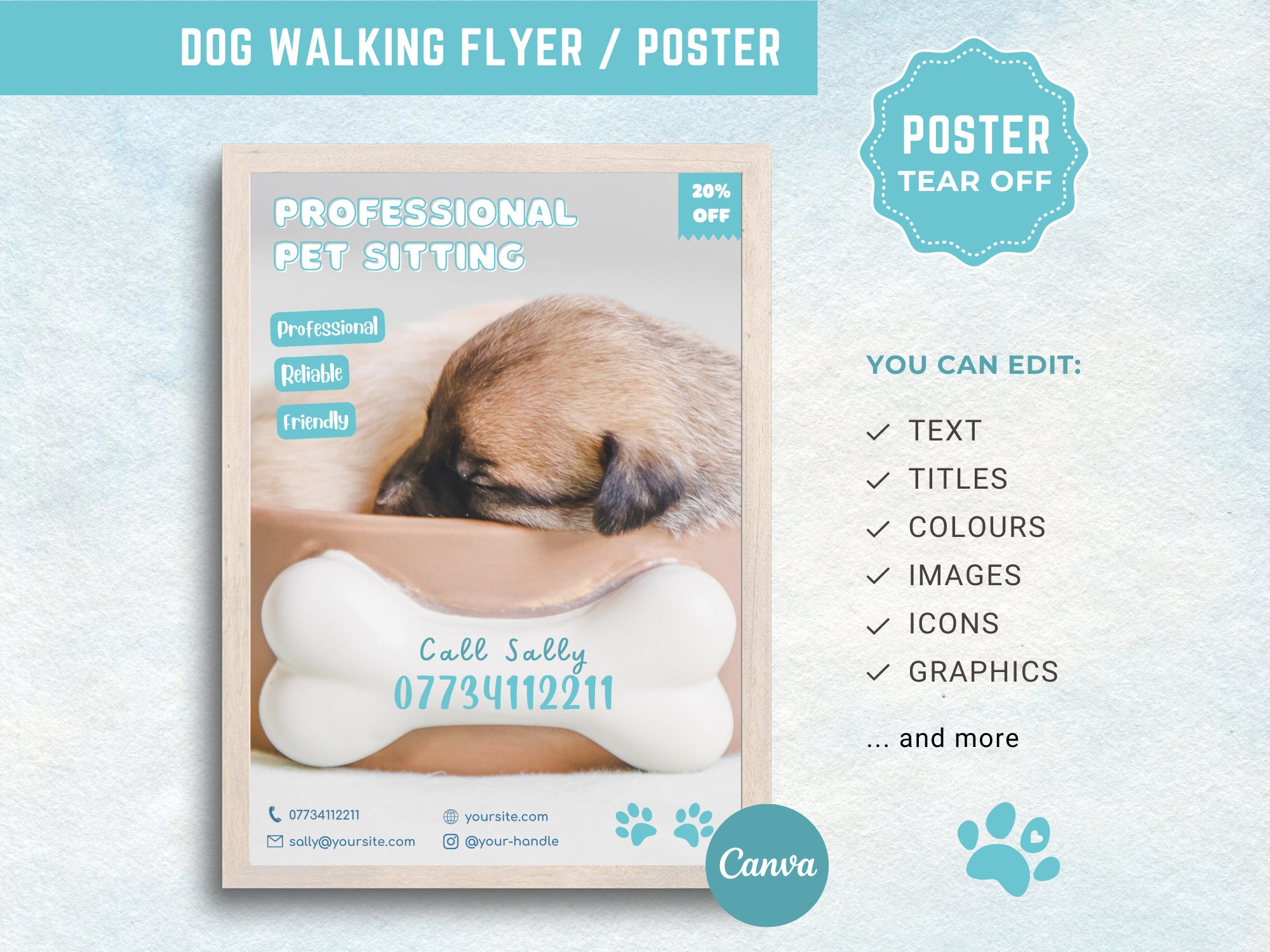 Dog Walking Flyer Poster Leaflet, Pet Sitting Flyer Poster Leaflet, Pet ...