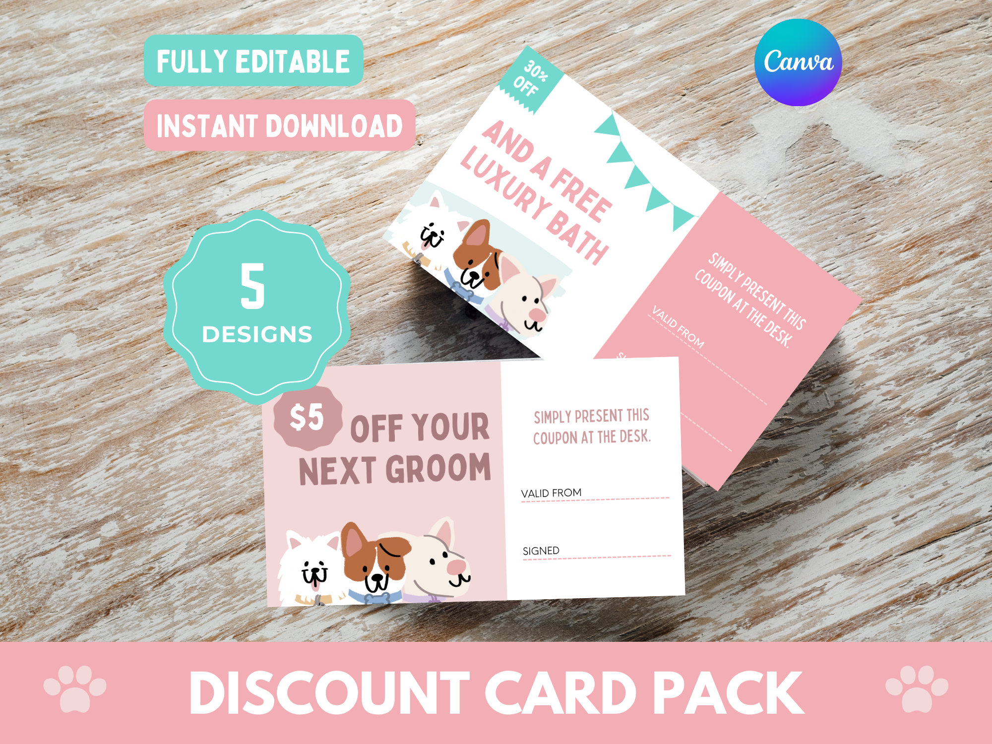 Dog Grooming Coupon Dog Grooming Business Dog Grooming Discount Card Dog Groomer Business Card Grooming Salon Digital Business Card Etsy