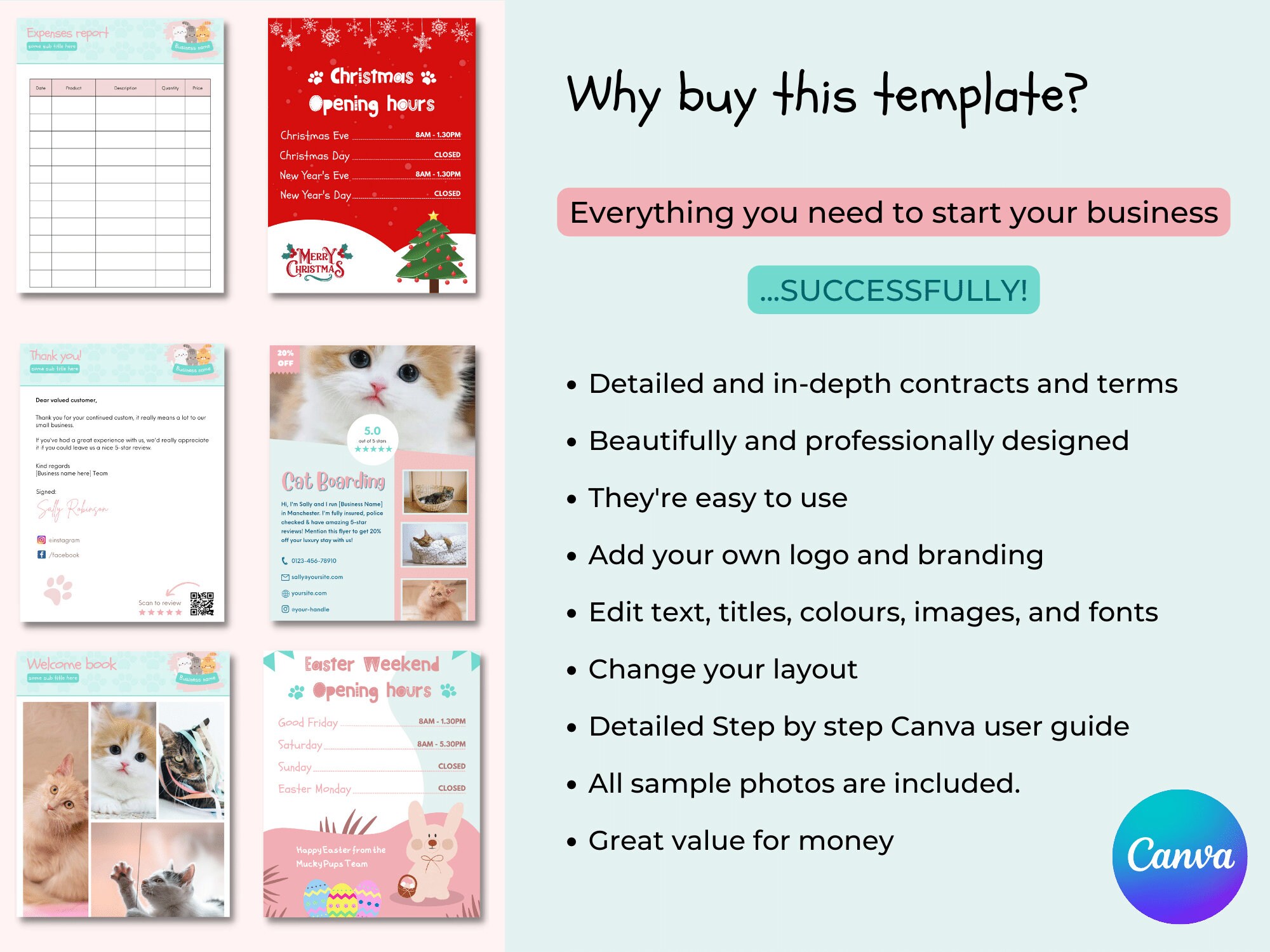 Cat Boarding Business Forms Bundle | Cat Boarding Forms | Cat Boarding ...