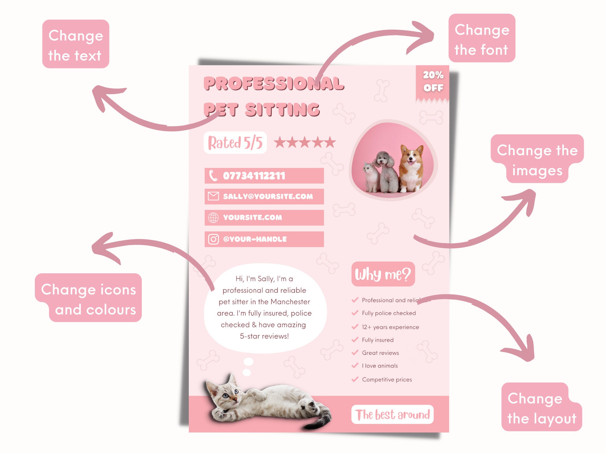 Dog Walking Flyer Poster Leaflet, Pet Sitting Flyer Poster Leaflet, Pet ...