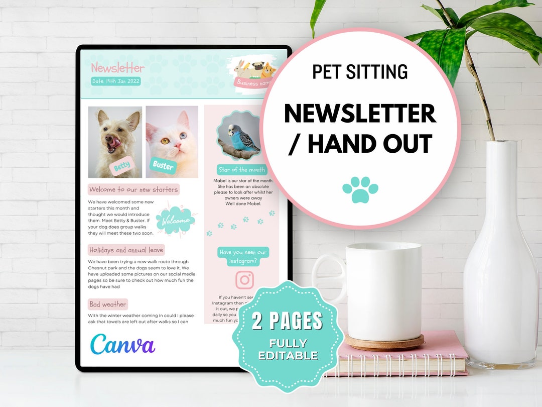 Pet Sitting Newsletter | Pet Sitter | Pet Sitting Forms | Pet Care ...