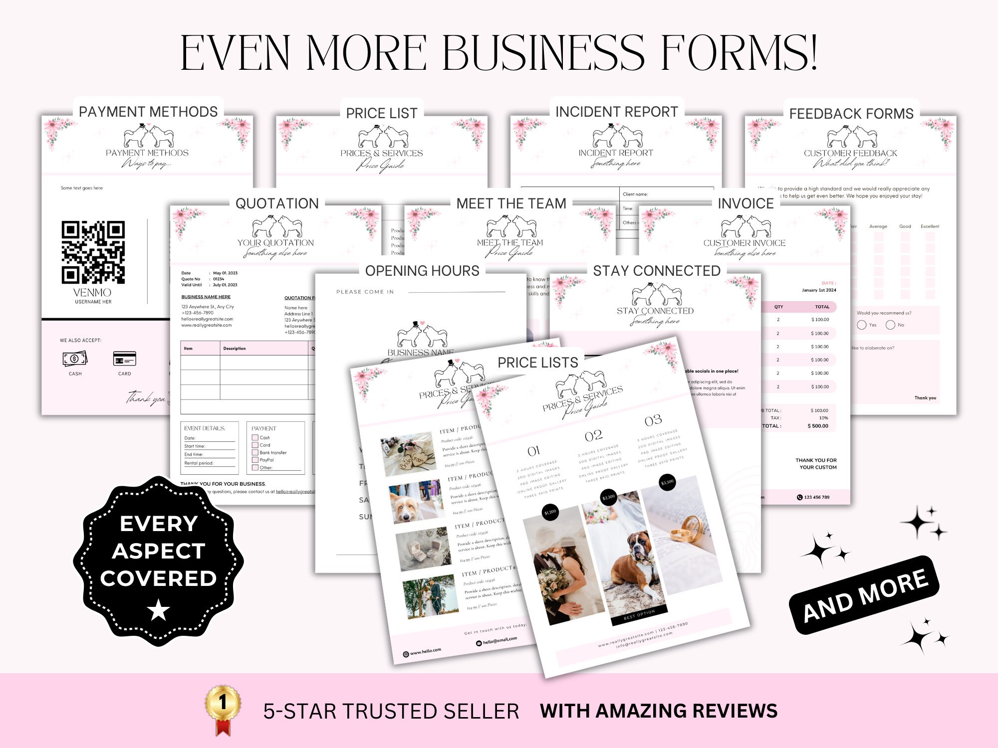 Dog Wedding Chaperone Business Templates, Editable Forms (canva) - Etsy