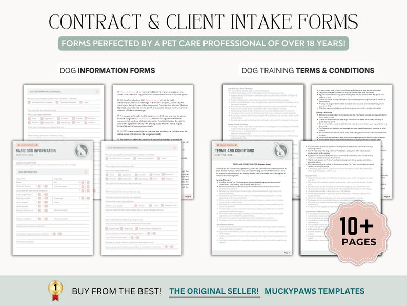 Dog Training Business Form, Dog Training Log, Dog Trainer Tracker ...