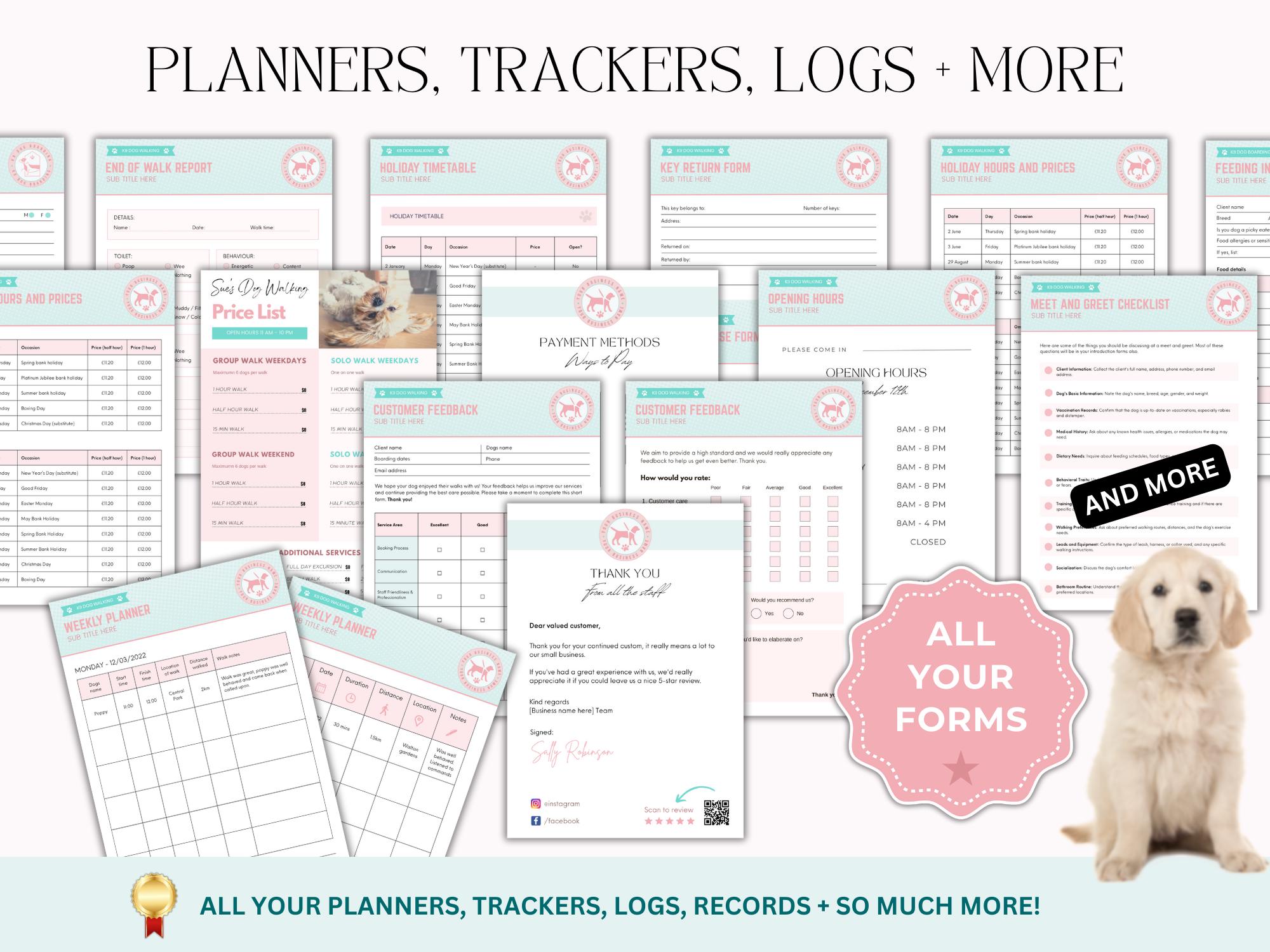 ULTIMATE Dog Walking & Pet Sitting Forms Bundle | Dog Walking Forms ...