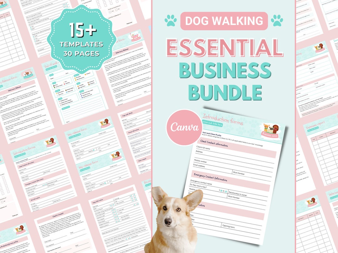 ESSENTIAL Dog Walking Business Forms Pack | Dog Walking Contract | Dog ...