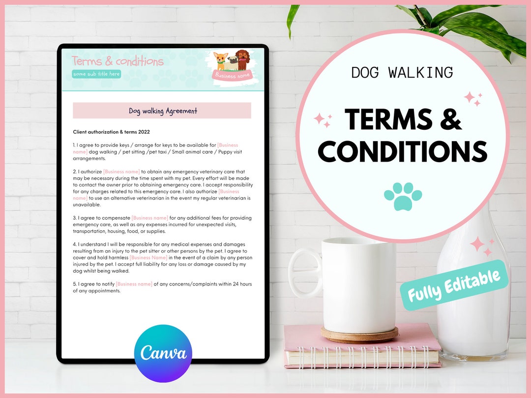 5 Page Dog Walking Terms & Conditions Dog Walking Forms - Etsy UK