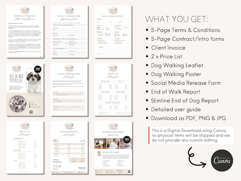 Dog Walking Agreement/contract Template, Dog Walking Form, Dog Walking ...