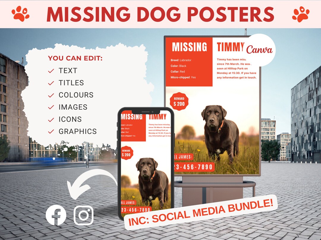 Missing Dog Flyer Missing Dog Poster Missing Dog Template Lost Dog ...
