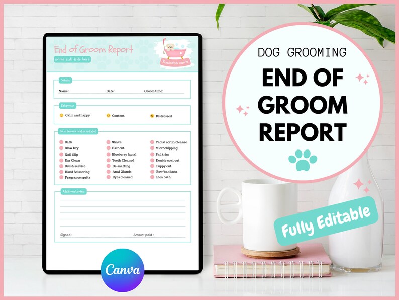 Dog Grooming Report Card Dog Spa Forms Dog Grooming Forms - Etsy