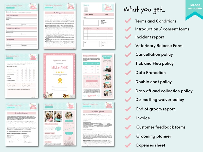 Dog Grooming Business Forms Bundle Dog Grooming Forms Dog - Etsy