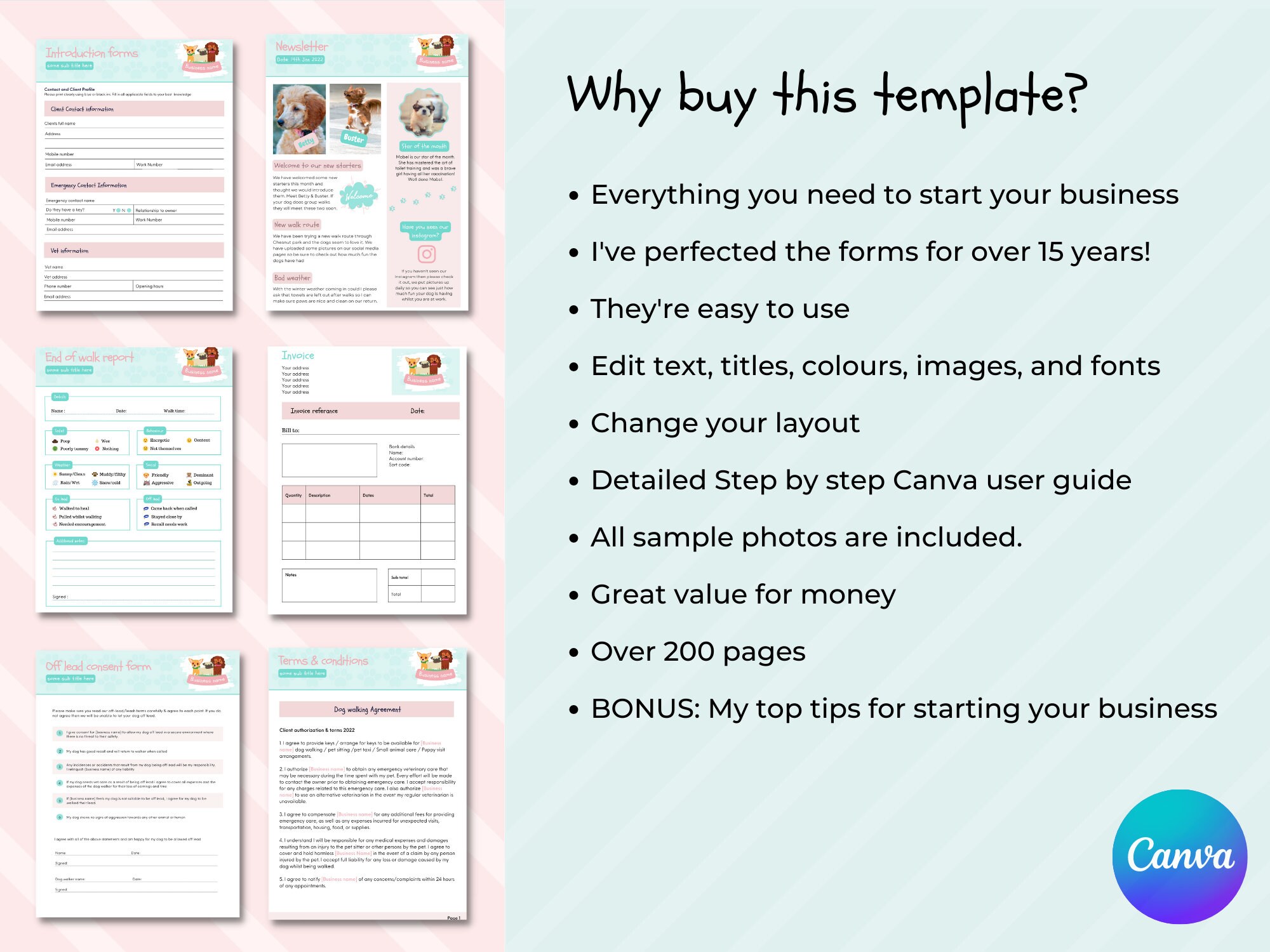 ULTIMATE Dog Walking Business Forms Pack Dog Walking Contract Dog ...