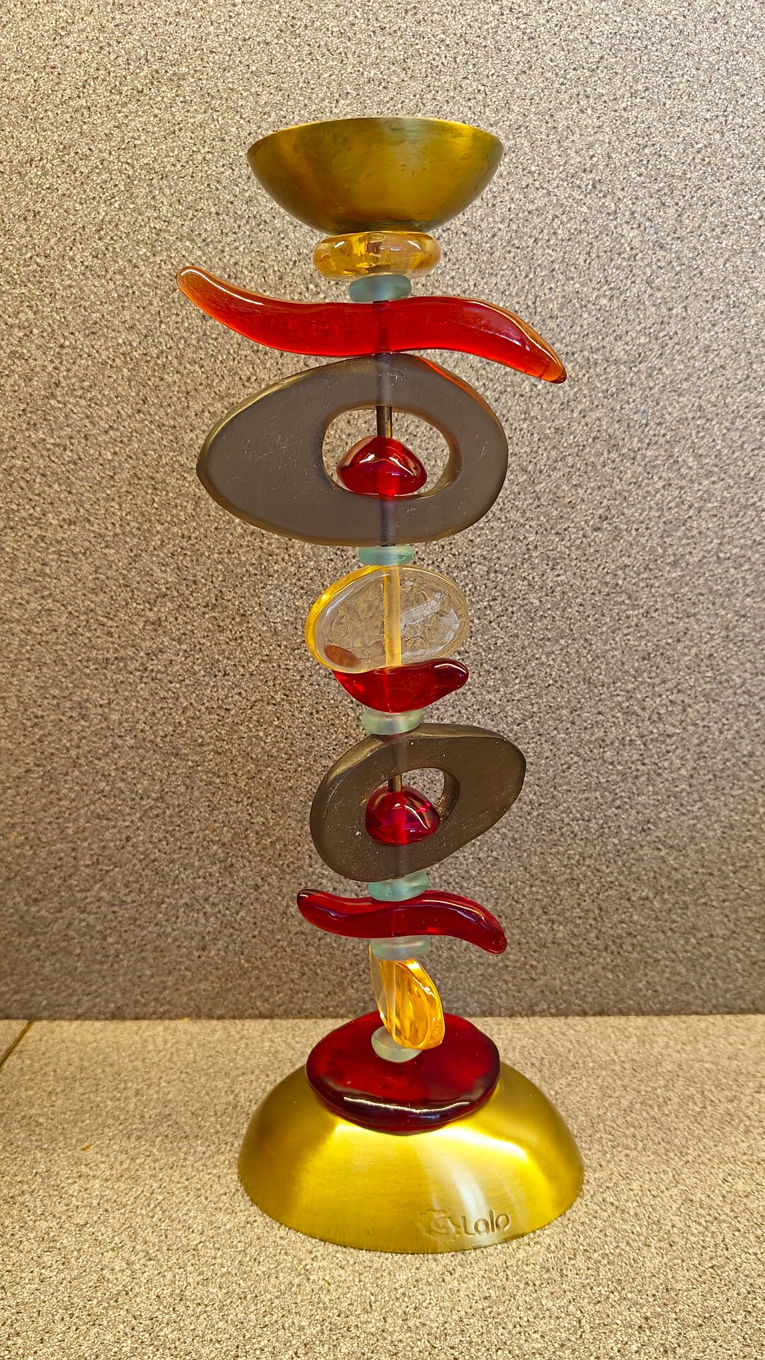 Vintage Orna Lalo Brass and Resin Figure Candleholder - Etsy