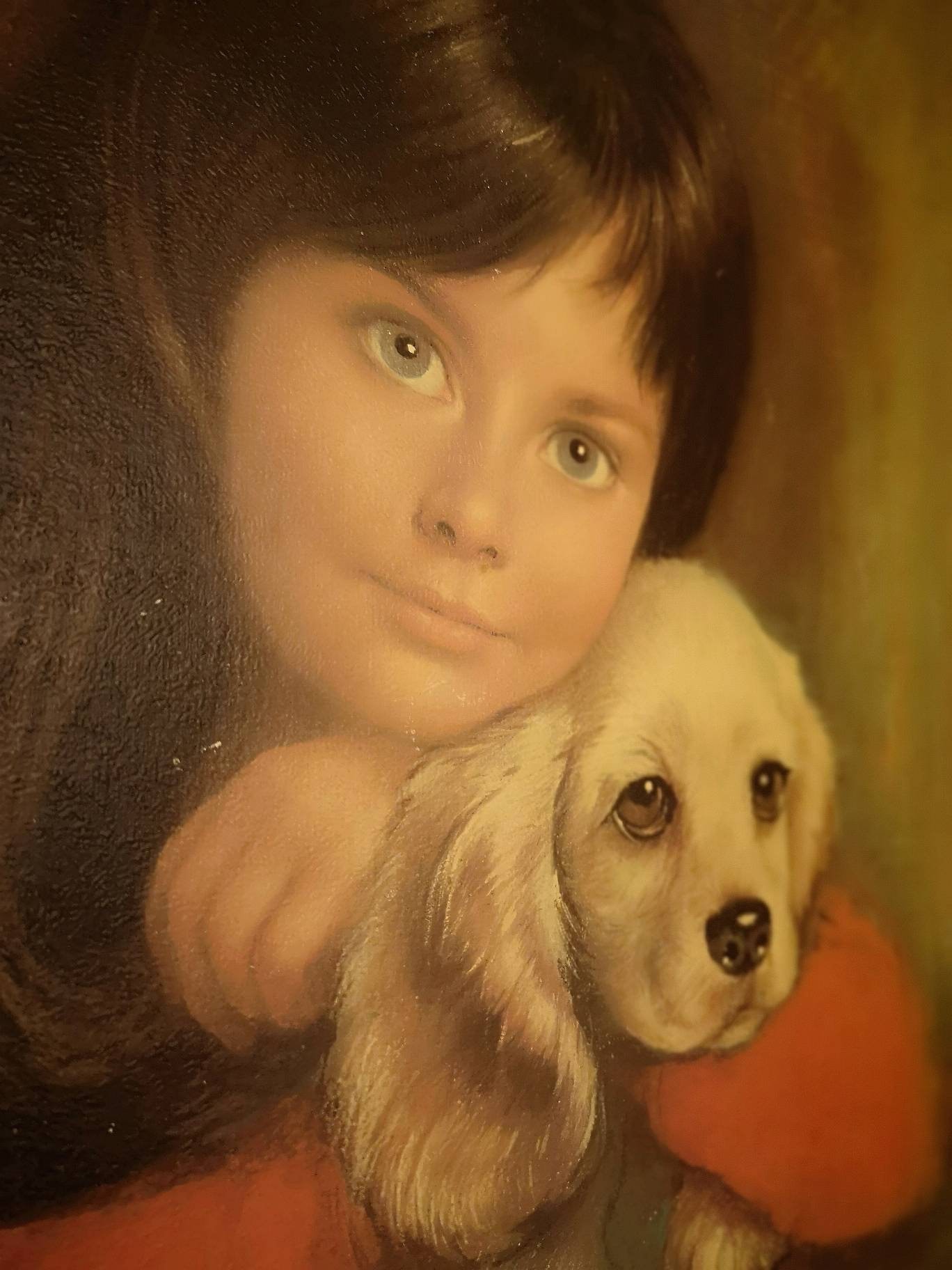 Louis Shabner Puppy Love Print in Vintage Golden Rim Wooden Frame - Etsy