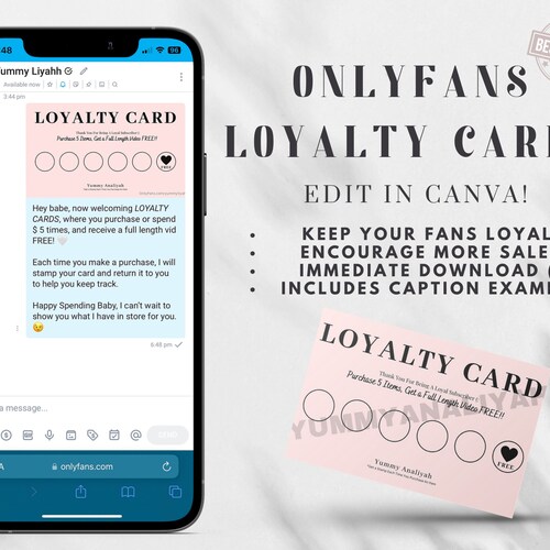 Onlyfans Loyalty Cards Onlyfans Fansly Loyalfans Tip - Etsy