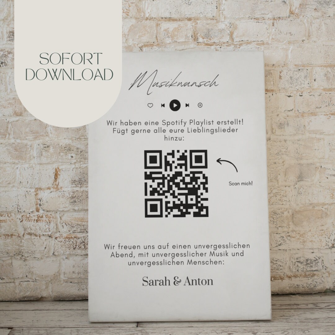 Wedding Sign Music QR Code DJ/ Audio IMMEDIATE Download Personalized ...