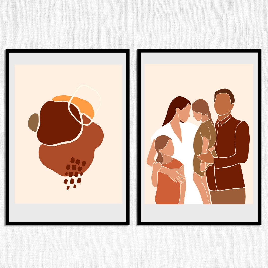 Boho Family Print Boho Wall Art Set of 2 Earth Tones Wall - Etsy