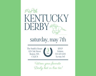 Customizable Kentucky Derby 150 Party Invitations Choose Your Paper ...