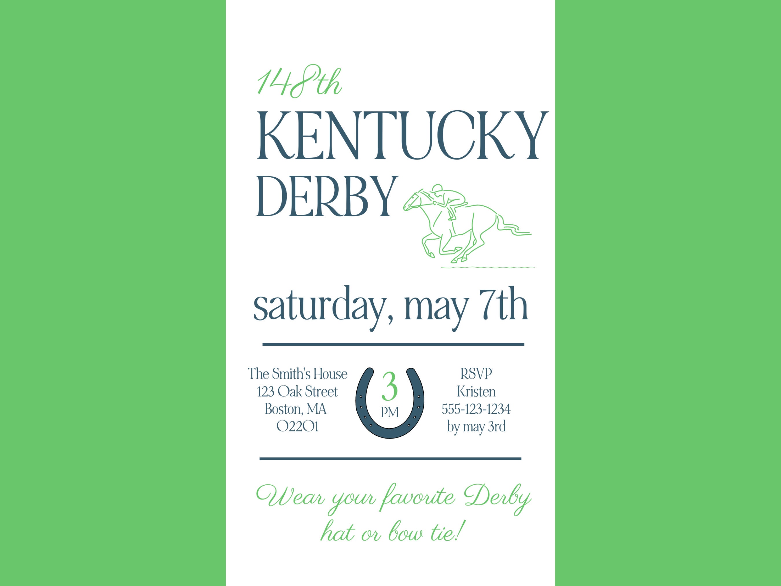 Digital Kentucky Derby Invitation Text Invitation DIY Canva Template ...
