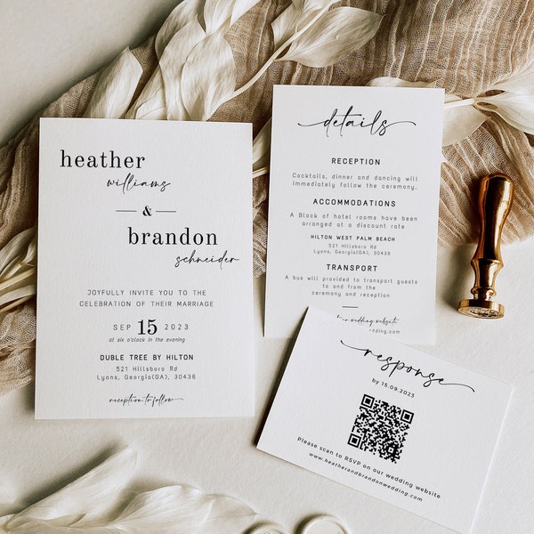 Wedding Detail Card With Qr Code - Etsy