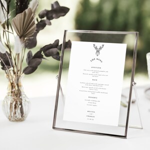 Deer Antler Wedding Menu Template, Stag Head Menu, Rustic Antler Dinner ...