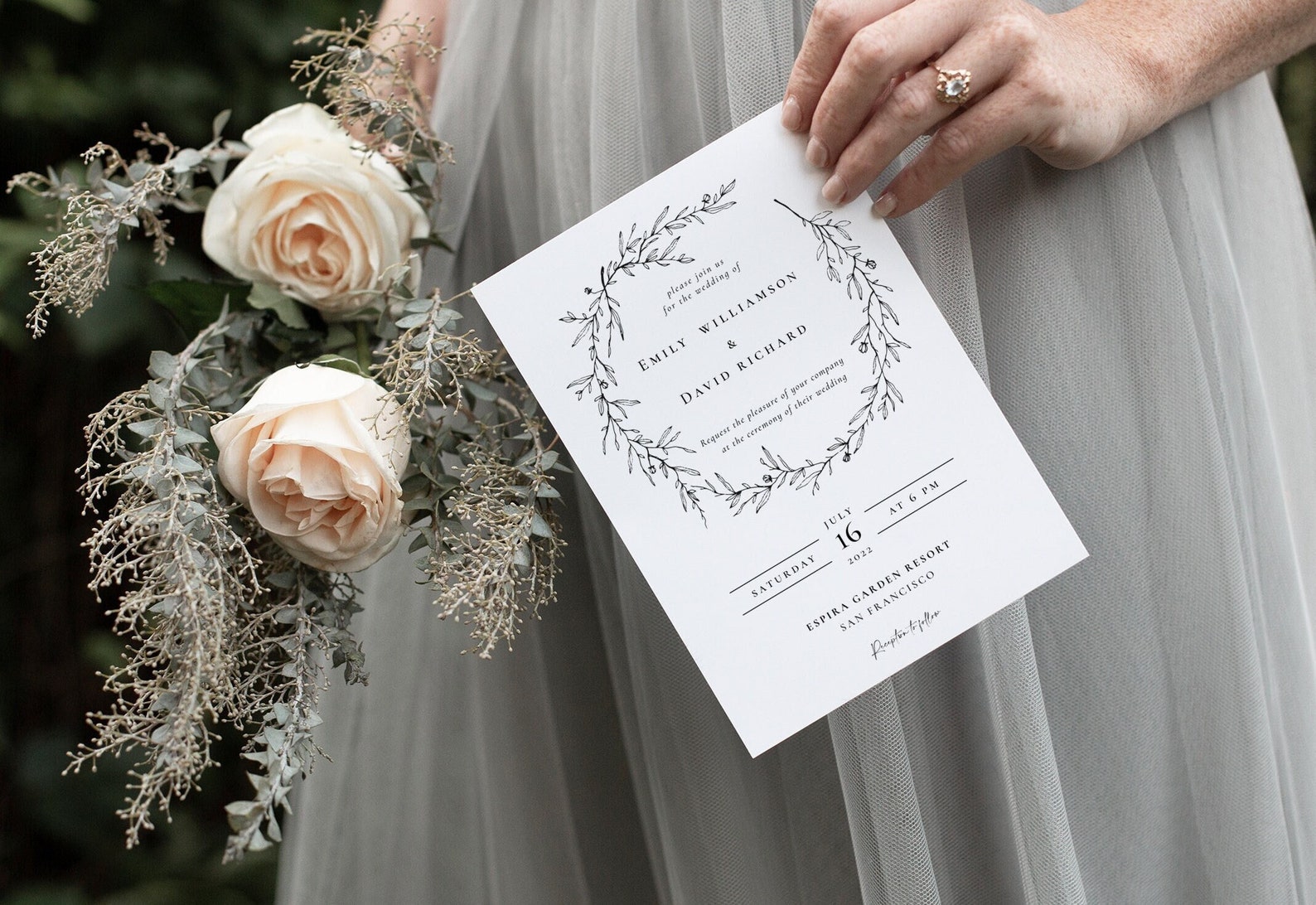 Botanical Wedding Invitation Template Floral Wedding - Etsy