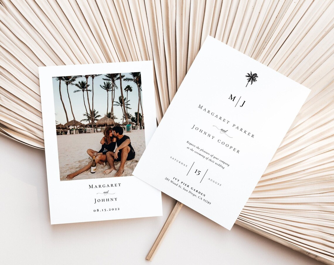 Palm Tree Wedding Invitation Template Tropical Wedding - Etsy